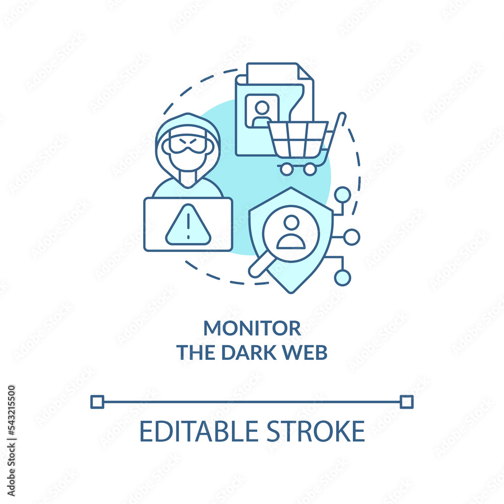 Monitor dark web turquoise concept icon. Check personal exposed data ...
