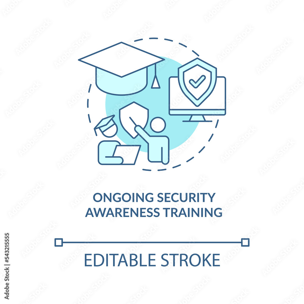 Ongoing security awareness training turquoise concept icon. Cybercrime ...