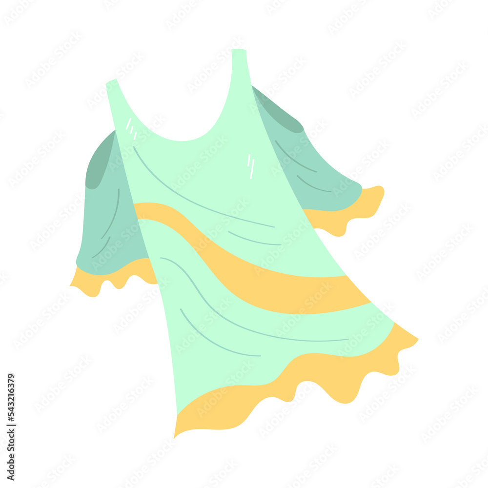 Light green and yellow dress against sunburn vector illustration. Sun ...