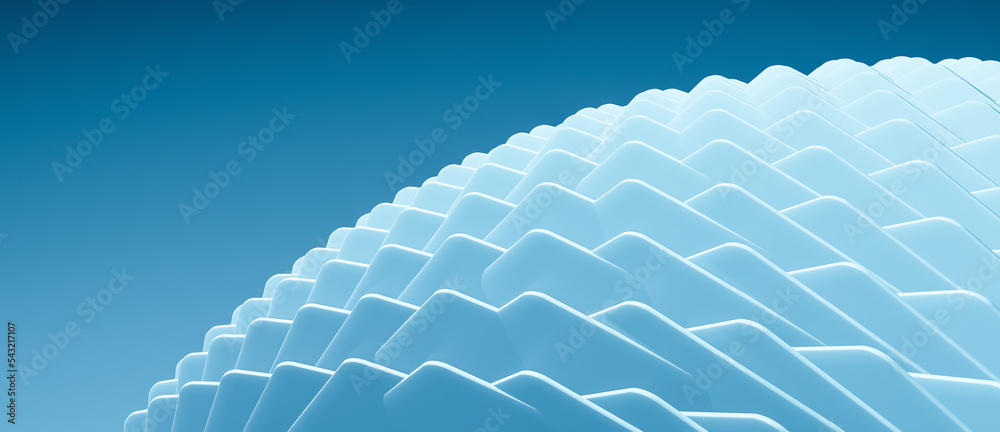 Abstract background, blue gradient sphere or globe with symmetric round ...