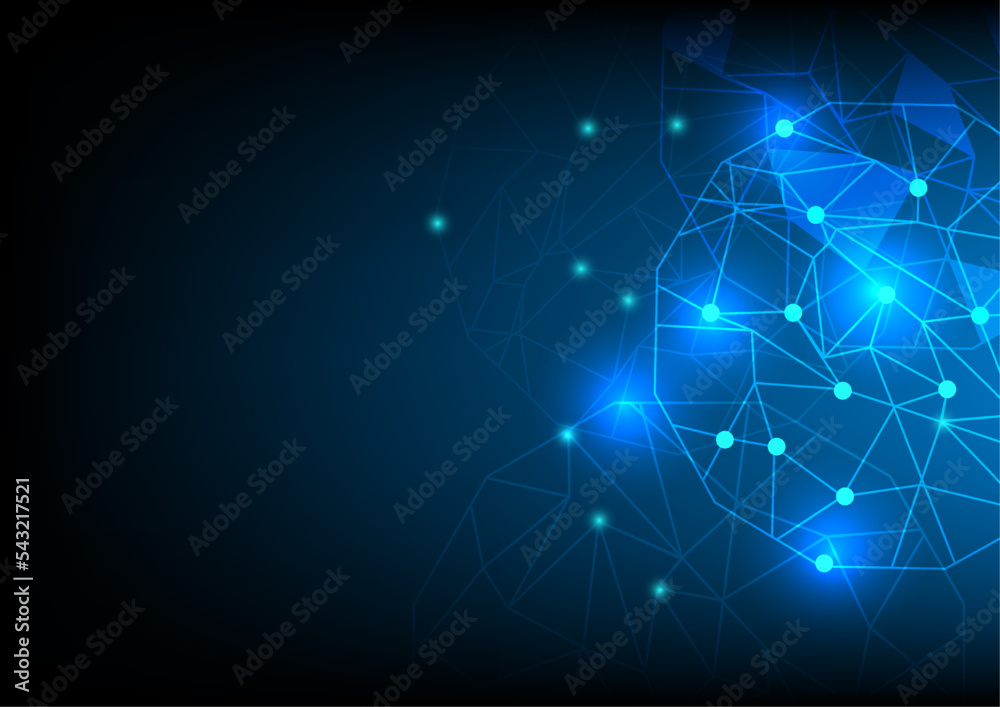Abstract Network Connection Technology Background Polygon And Dot Vector Illustration Stock