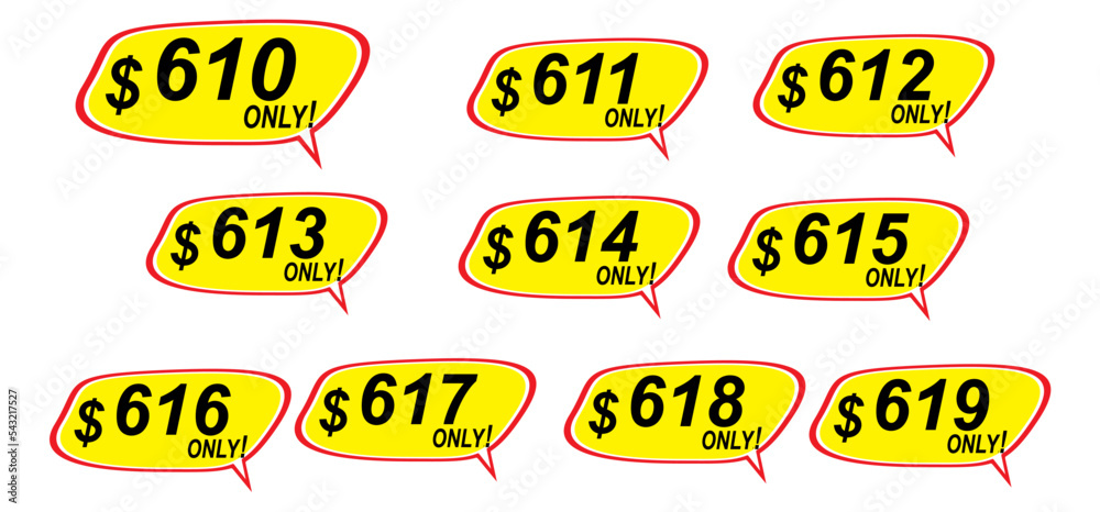 Discount sticker Template from 610 to 619, only. Vector template design ...