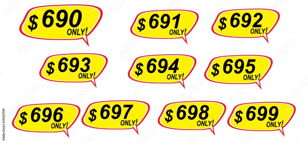 Discount sticker Template from 690 to 699, only. Vector template design ...
