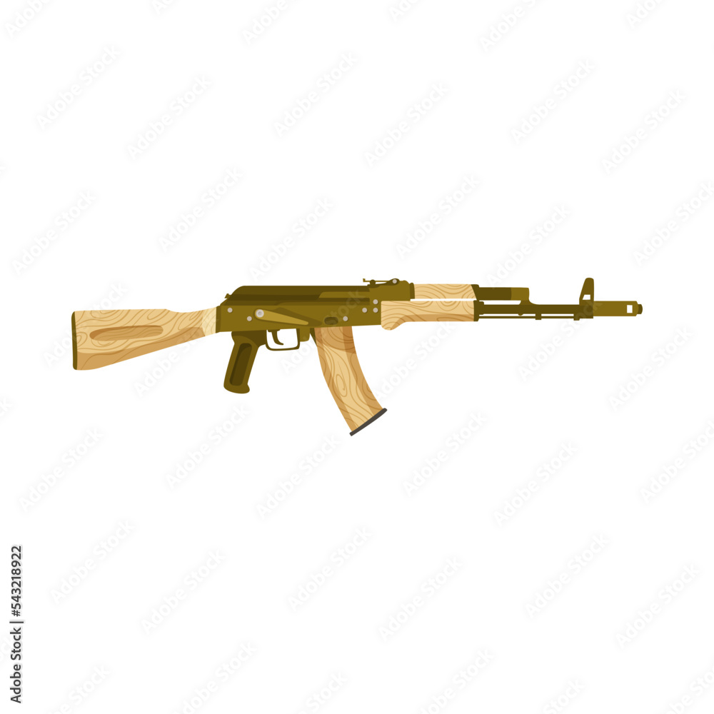 Colorful green Kalashnikov gun cartoon illustration. Camouflage AK ...