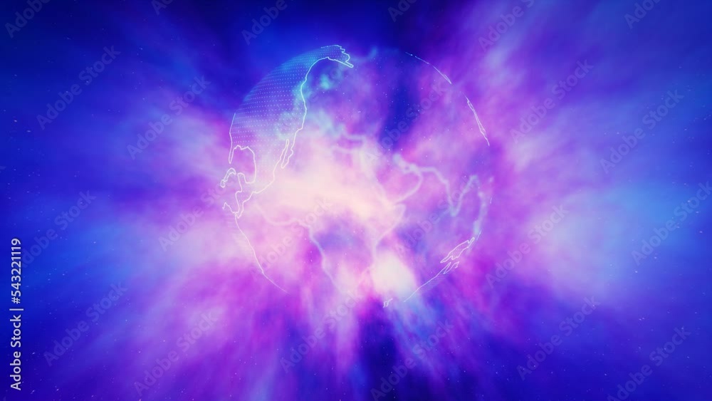 The hologram of the earth rotates. Digital earth 3D orbital rotation in ...