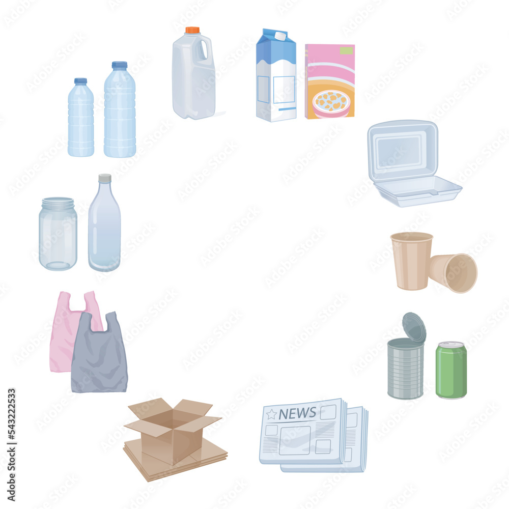 Circle of recycle waste trash vector illustration. Stock Vector | Adobe ...