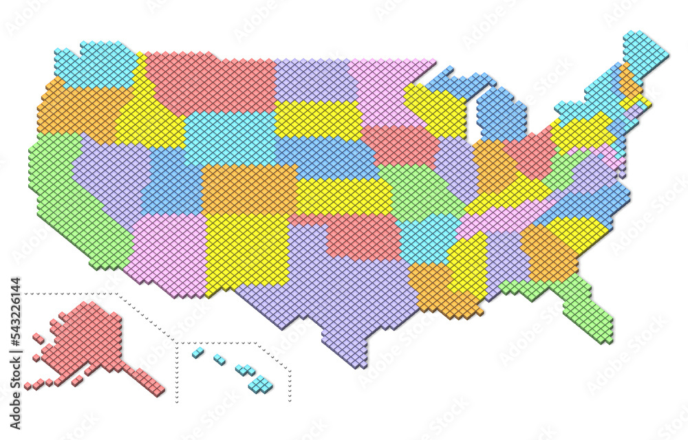 3D U.S. map in dot cube with shadows Stock Illustration | Adobe Stock