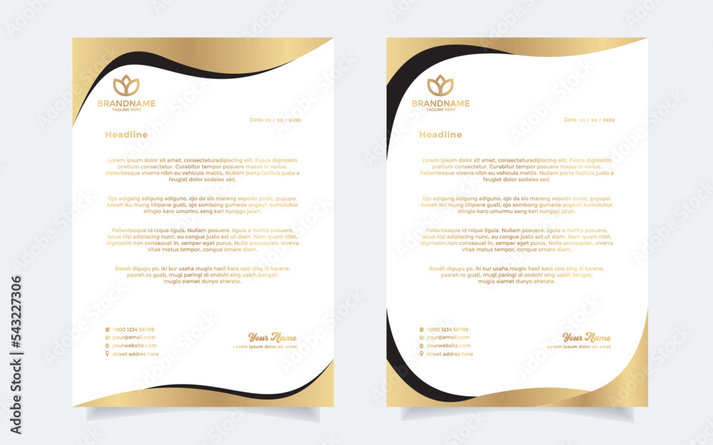 luxury letterhead template gold color design vector for business ...