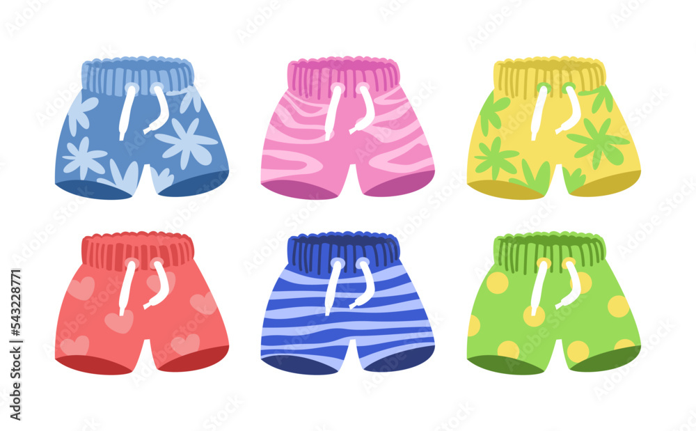 Swimming trunks for men or boys vector illustrations set. Collection of ...
