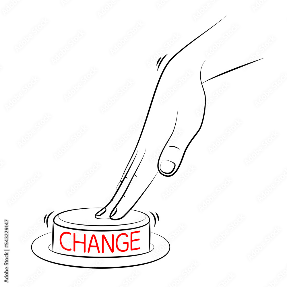 Finger presses CHANGE button. Personal development and career growth ...