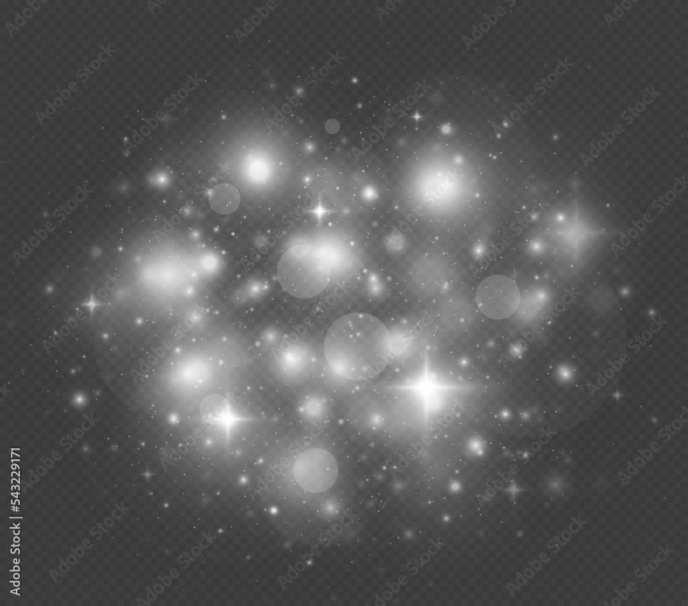 Sparkling magical dust particles. Glowing light effect with many ...