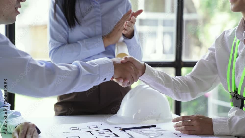 Architecture Engineer Teamwork Meeting, Drawing and working for ...