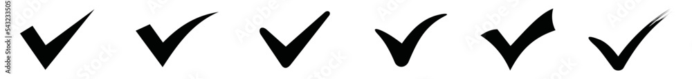 Black check mark icon button set. Check mark for checklist or vote icon ...