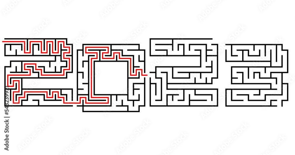 4k animated maze. 2023 year on transparent background( Alpha channel ...