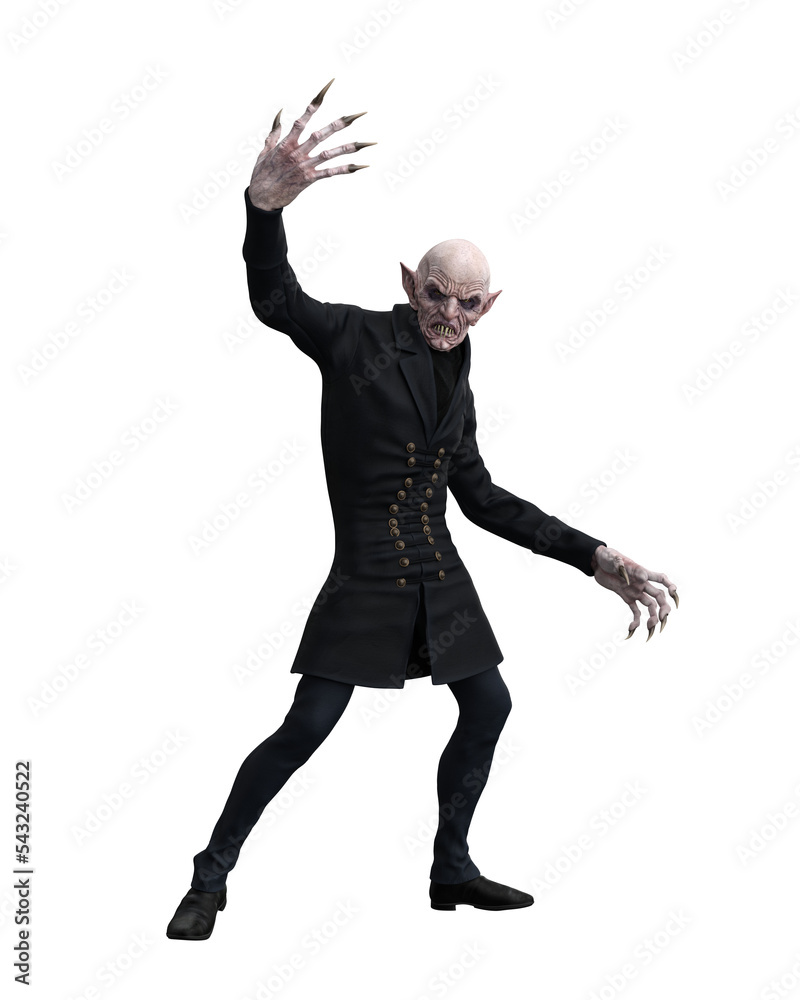 Vampire demon in taunting pose. 3d illustration isolated on transparent ...