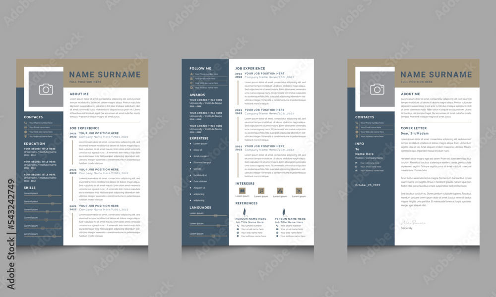 Creative Modern Resume Layout Professional 2-page design set and ...