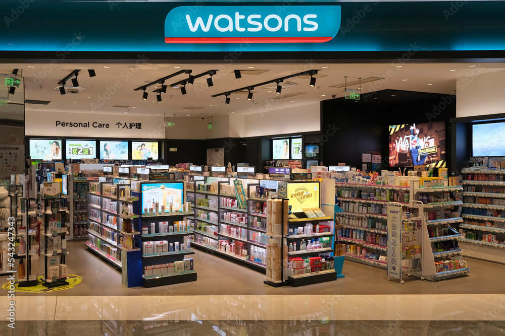 Shanghai,China-September 4th 2022: facade of watsons retail store and ...