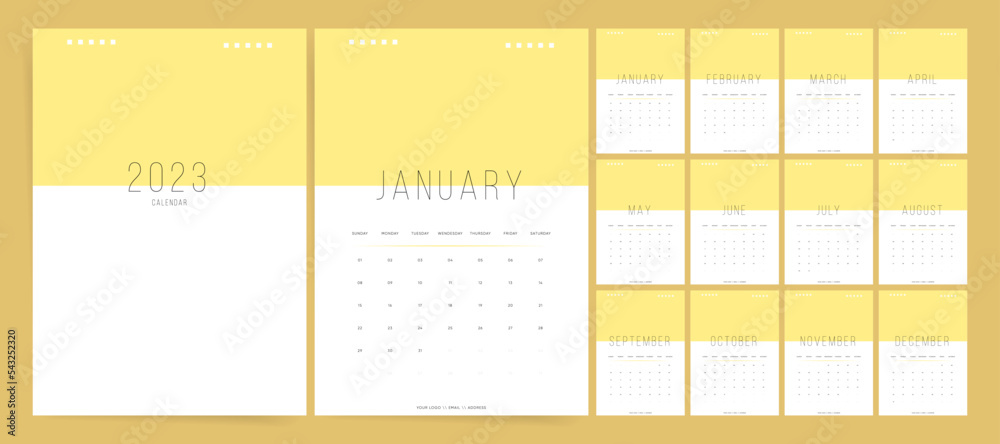 2023 calendar template. Week starts Sunday. Modern monthly calendar ...