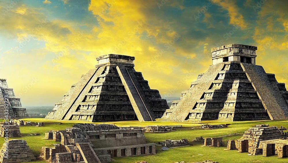 AI generated hyper-realistic digital illustration of ancient Mayan ...