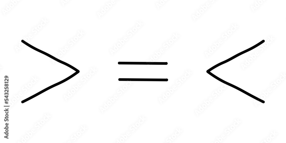 Less than greater than and equal symbol in mathematics. Inequality ...