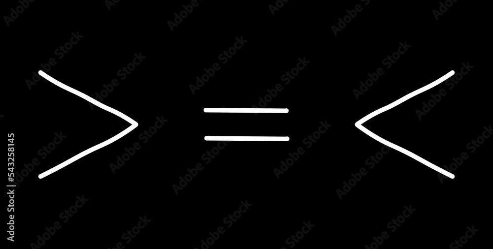 Less than greater than and equal symbol in mathematics. Inequality ...