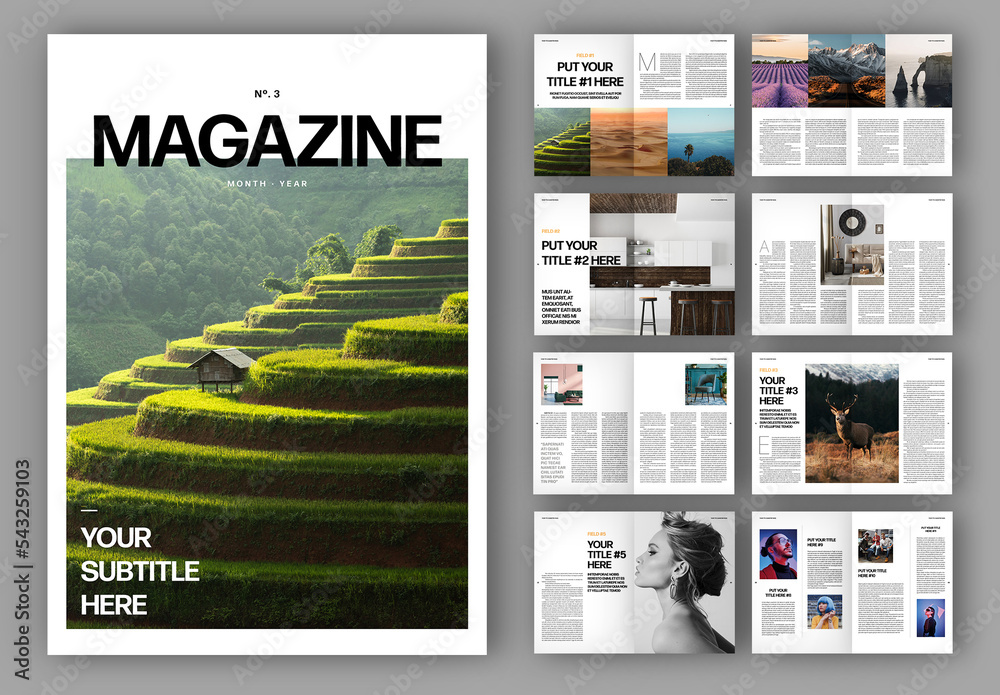 Minimalist Print Magazine Layout Stock Template | Adobe Stock