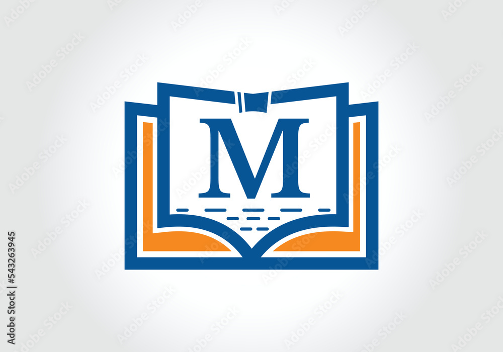 Letter M With Education Logo Book Concept. Training Career Sign ...