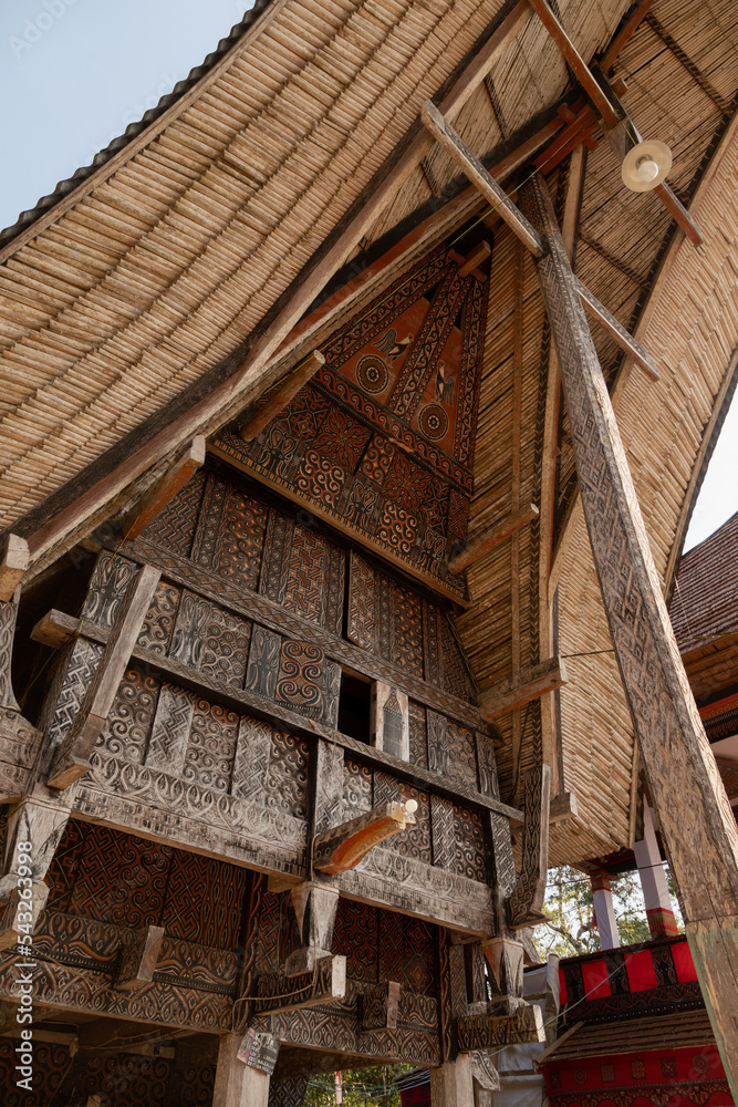 Tongkonan houses, traditional ancestral Tana Toraja buildings, with ...