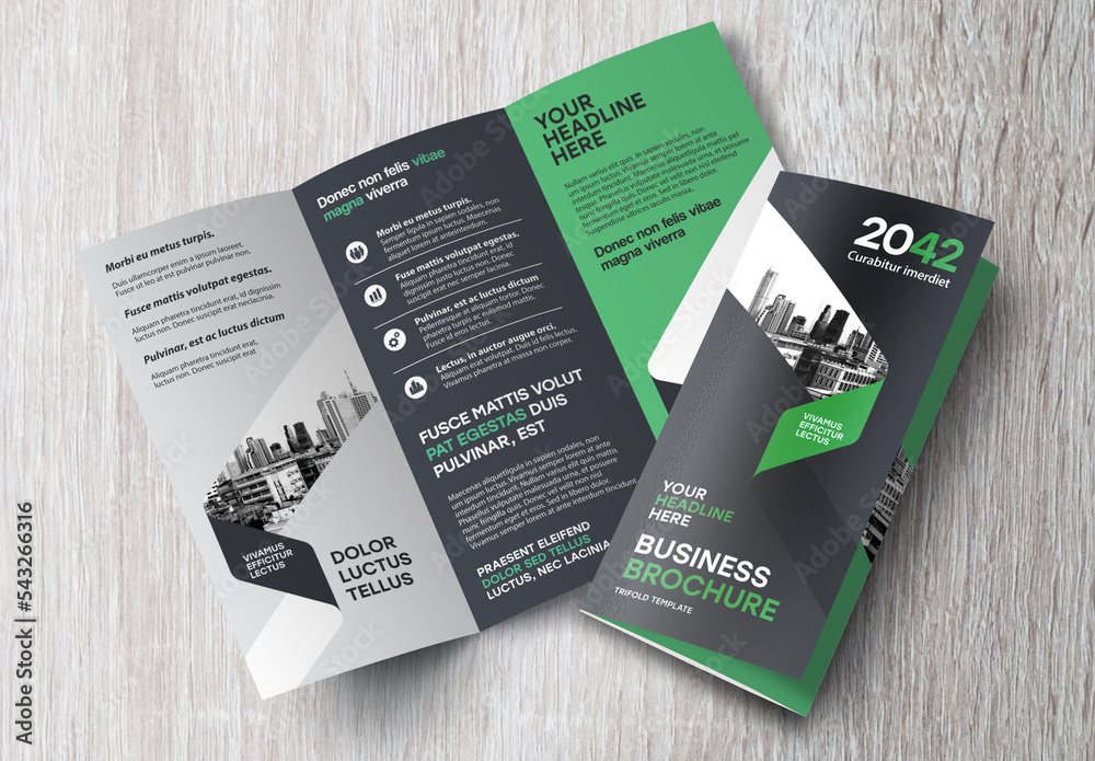 Black and Green Fold Line Brochure Layout Stock Template | Adobe Stock