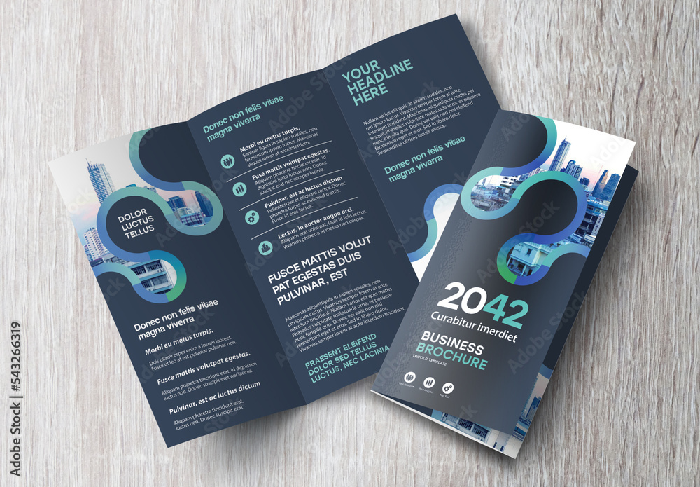 Blue and Black Curve Brochure Layout Stock Template | Adobe Stock