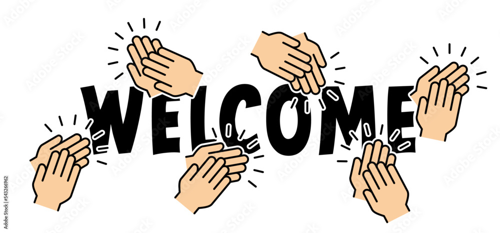 Welcome and applause icon. Salutation, reception or greeting idea. Clap ...