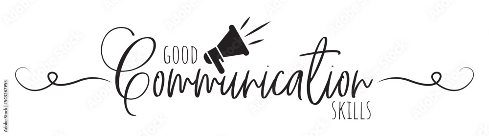 Good communication skills, vector. Megaphone illustration. Stencil art ...