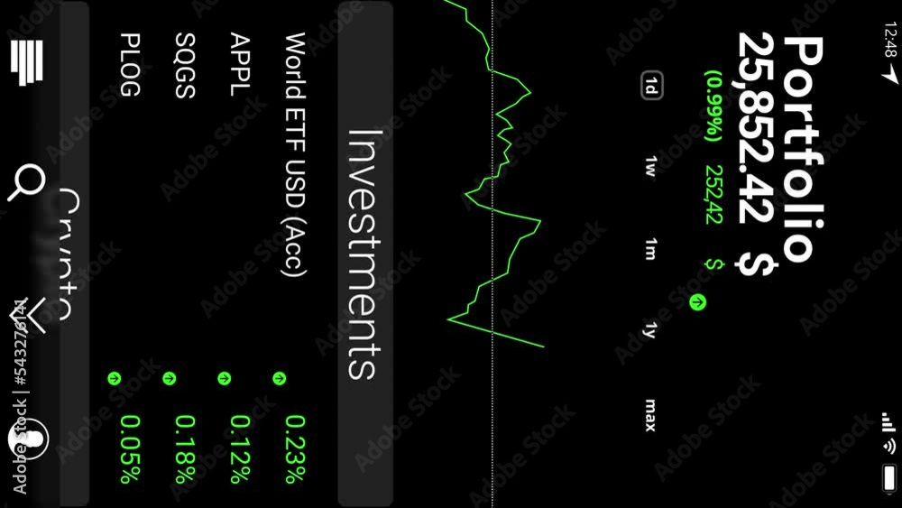Vertical Mockup of Fake Mid Value US Dollar Stock Trading App UI Stock ...
