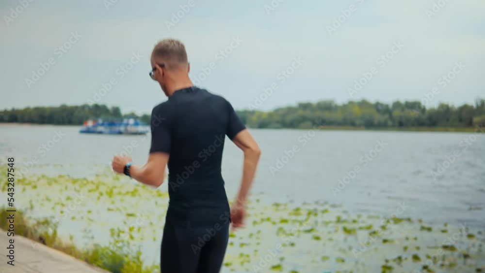 Sportsman Jog Cardio Workout.Man Runner Fitness Hard Training Before ...