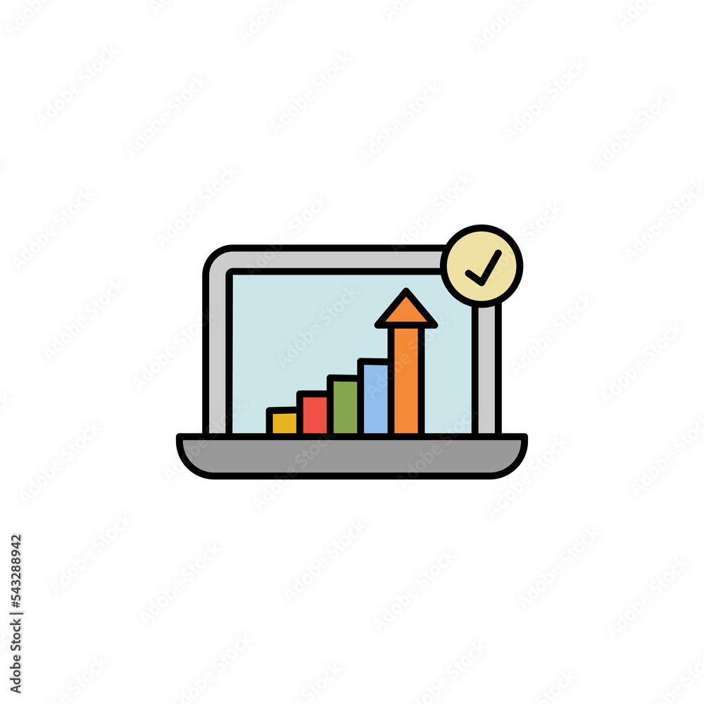 Laptop finance chart outline icon. Element of finance illustration icon ...