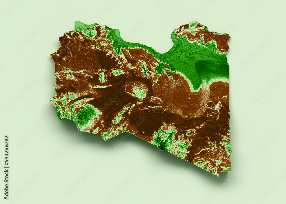Libya Topographic Map 3d realistic map Color 3d illustration Stock ...