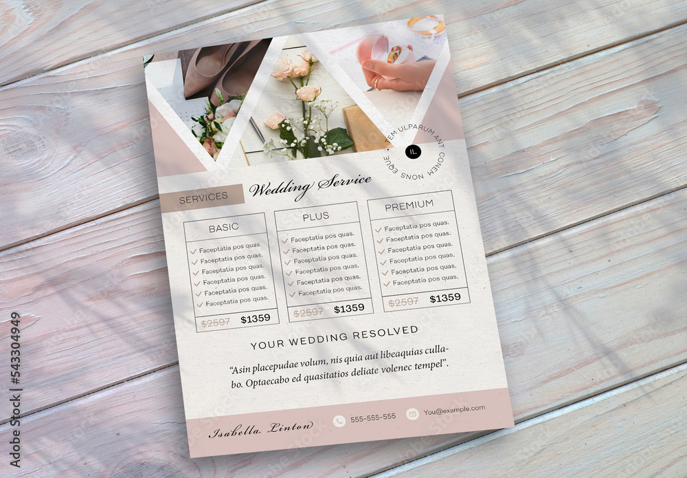 Wedding Services Flyer Layout Stock Template | Adobe Stock