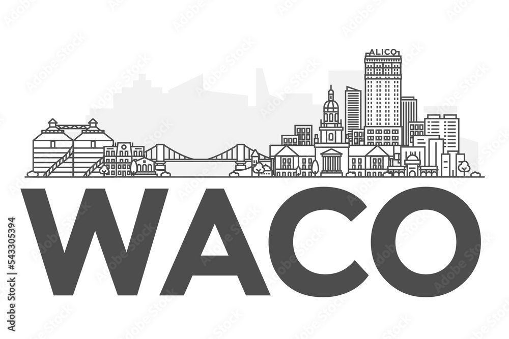 Waco, Texas USA architecture line skyline illustration. Linear vector ...