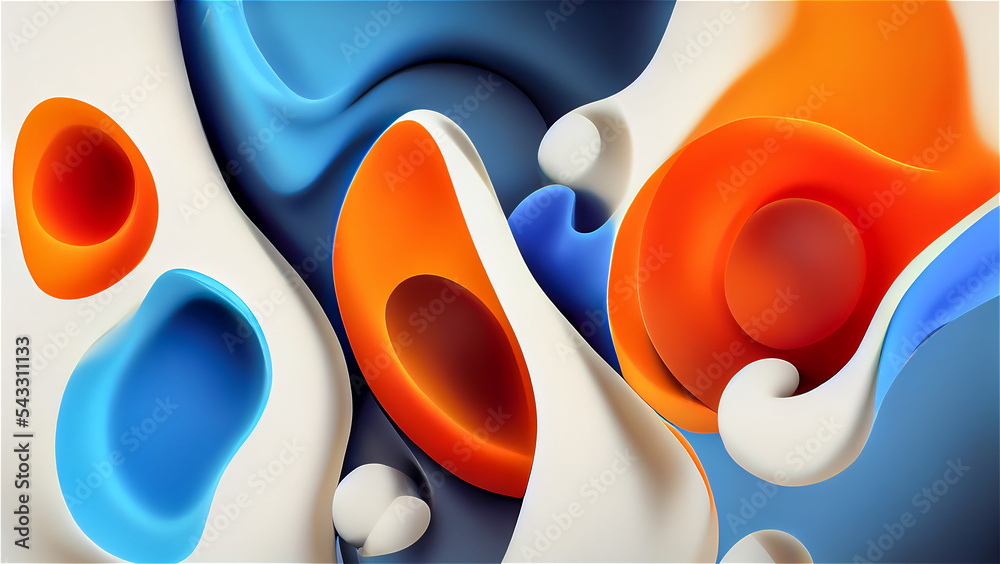 Blue orange and white abstract paint Stock Illustration | Adobe Stock