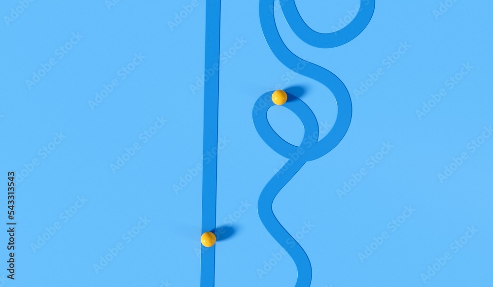 Straight line verses winding route. Path to success. Business strategic ...