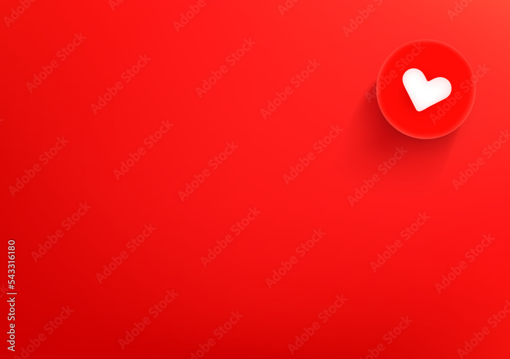 Vector wallpaper with red heart. 3d vector background with copy space ...