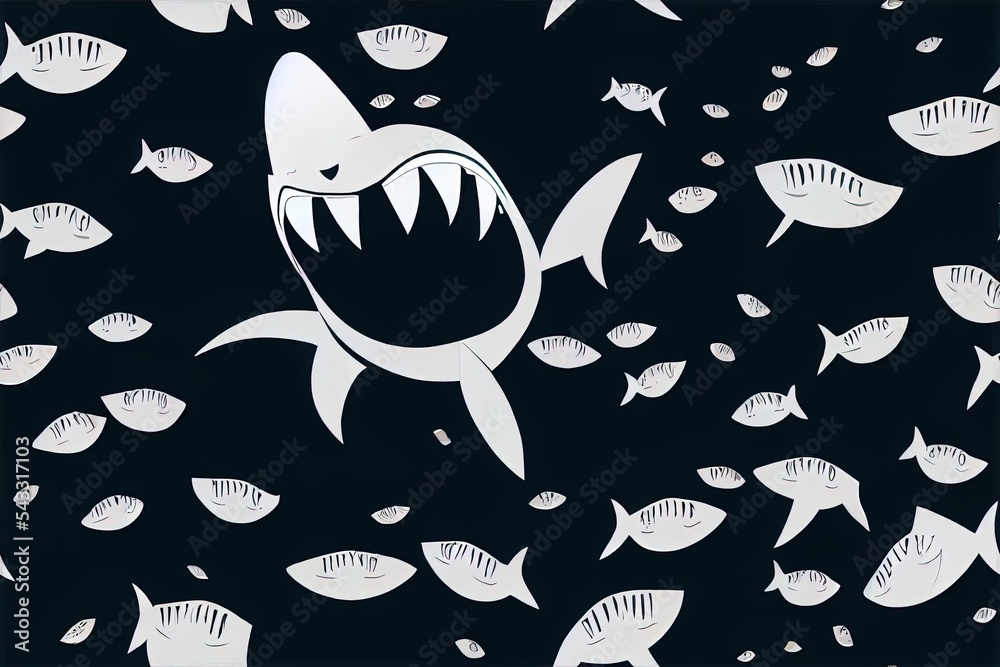 Flying Tiger Shark for T shirt design. Trendy element for silkscreen ...