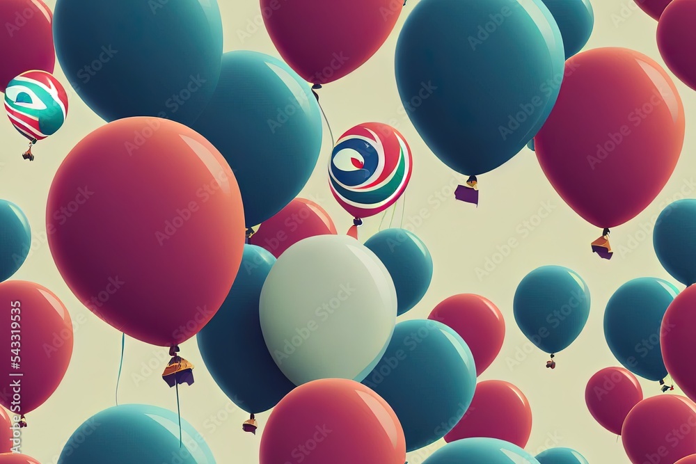 Kuwait National Day Flat Seamless Pattern. Flying Celebration Balloons ...