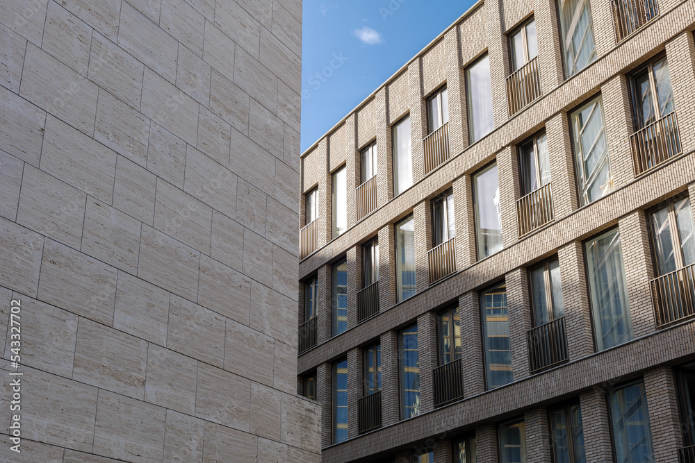 Exterior architectural detail modern facade of High-rise office ...