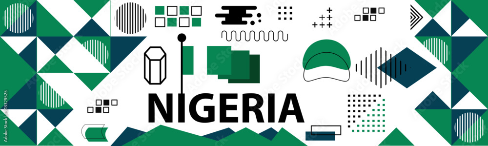Nigeria national day banner with Nigerian flag colors theme background ...