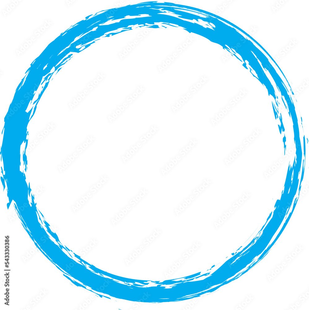 Blue circle brush stroke vector isolated on white background. Blue enso ...