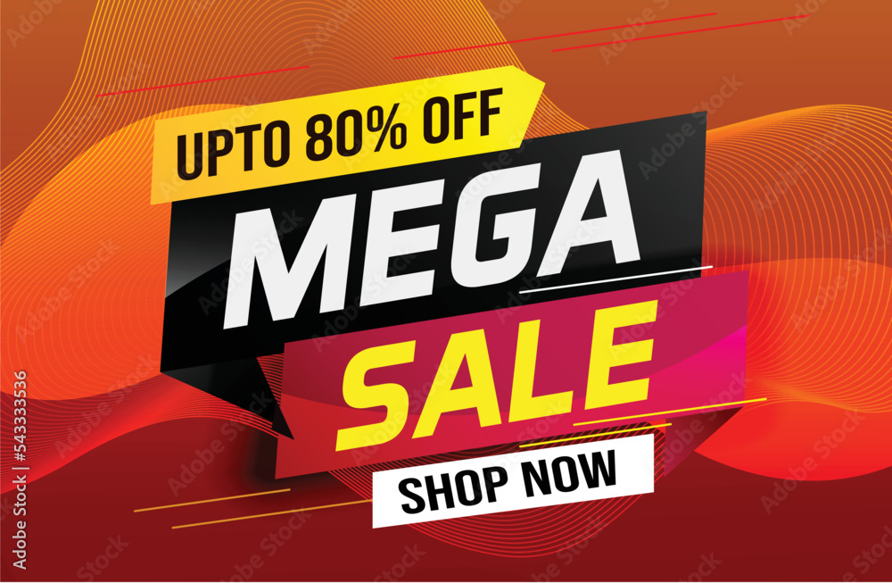 mega sale word concept vector illustration with lines and 3d style ...