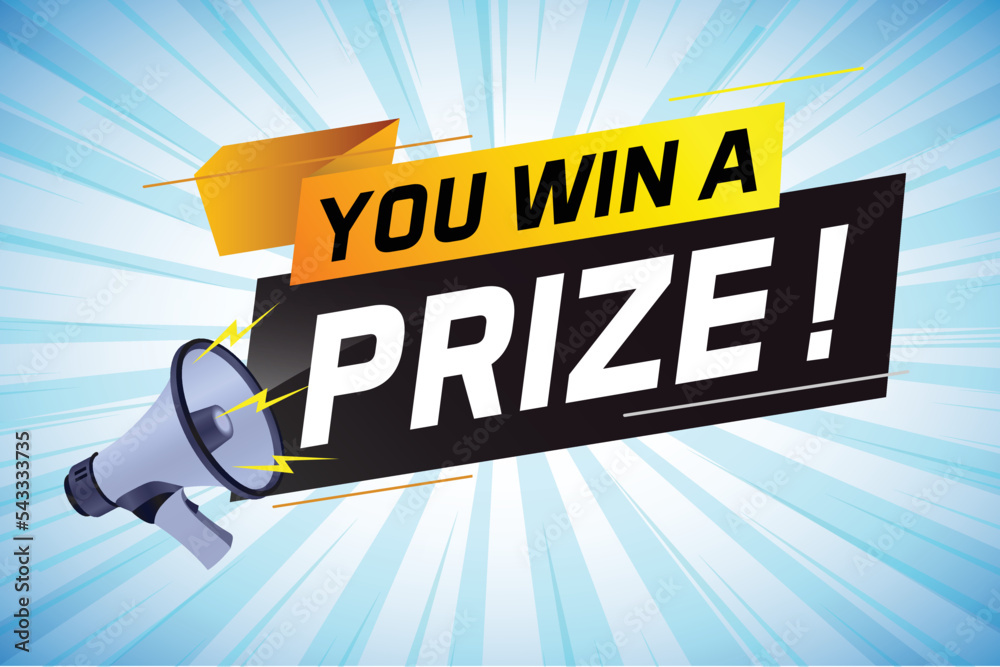 you win prize word concept vector illustration with megaphone and 3d ...