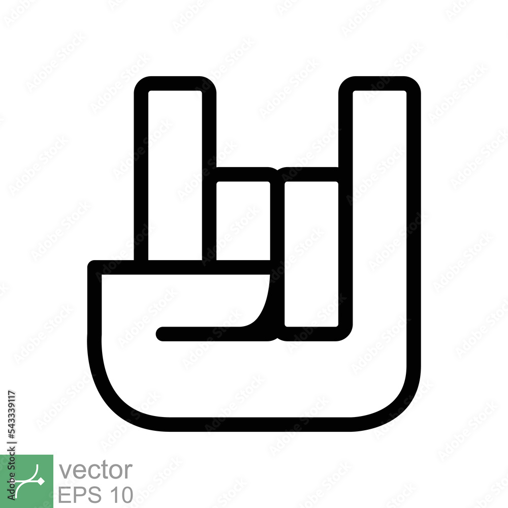 Rock on concert gig hand gesture icon. Simple outline style. Hardcore ...