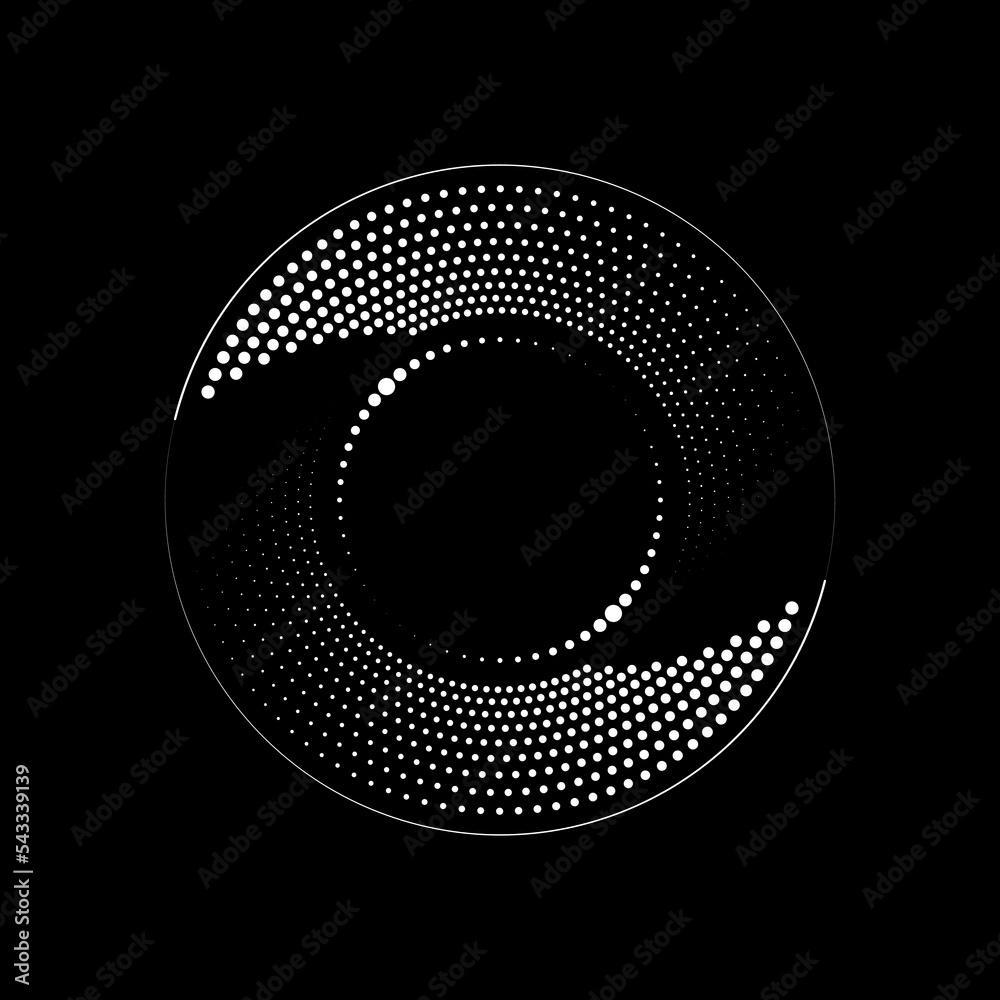 White halftone dotted lines in spiral form. Geometric art. Trendy ...